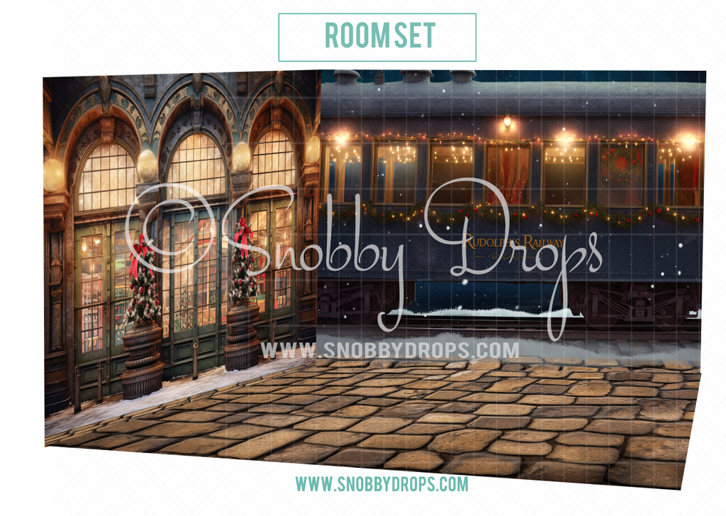 Train Station Christmas 3-Piece Room Set by Snobby Drops