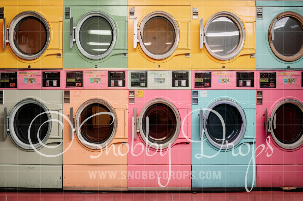 Retro Washing Machines Fabric Backdrop by Snobby Drops