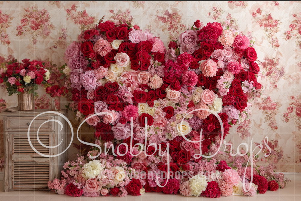 Love Letters Cabinet Valentine Fabric Backdrop JA09 by Snobby Drops