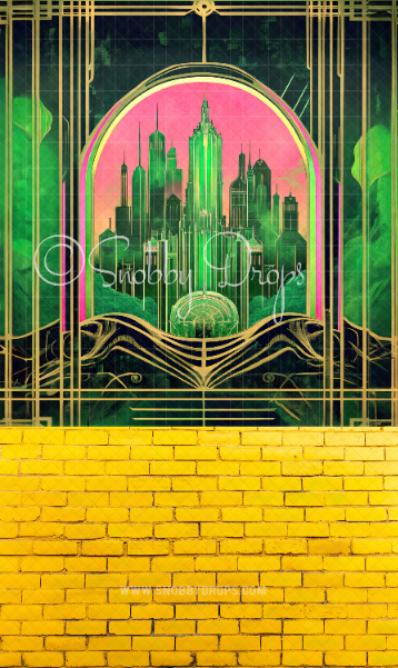 Abstract Art Deco Wicked Emerald City Fabric Backdrop Sweep by Snobby ...