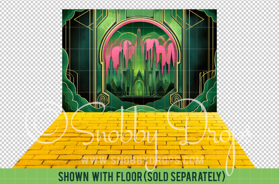 Art Deco Wicked Window Emerald City Fabric Backdrop by Snobby Drops