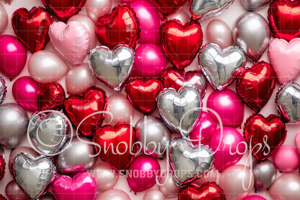 Balloon Wall Valentine Fabric Backdrop by Snobby Drops USA