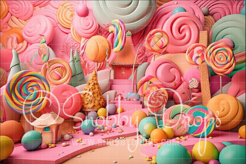Snobby Drops Candy Land Princess Lolly Park Fabric Backdrop Made in
