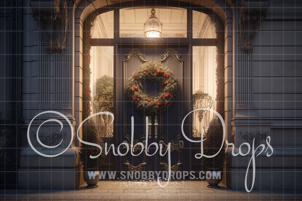 Snobby Drops City Christmas Door Fabric Backdrop Made in the USA