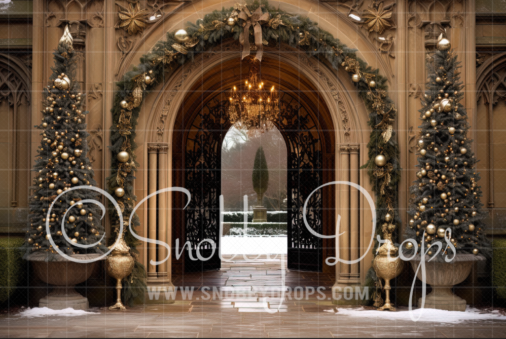 Snobby Drops Arched Christmas Door Fabric Backdrop Made in the USA