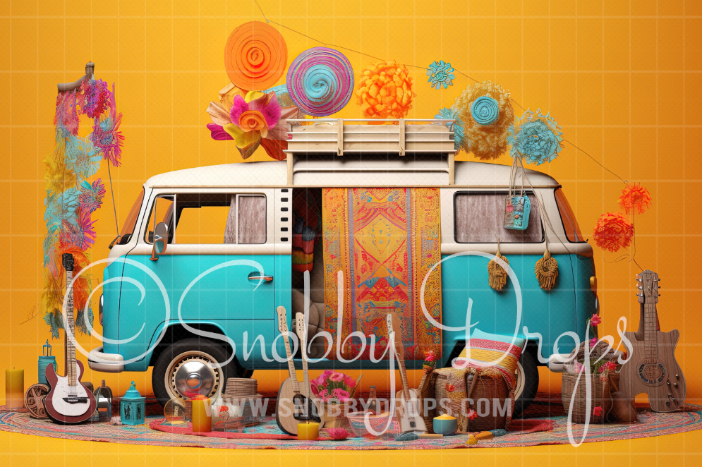 Colorful Hippie Van Fabric Backdrop by Snobby Drops