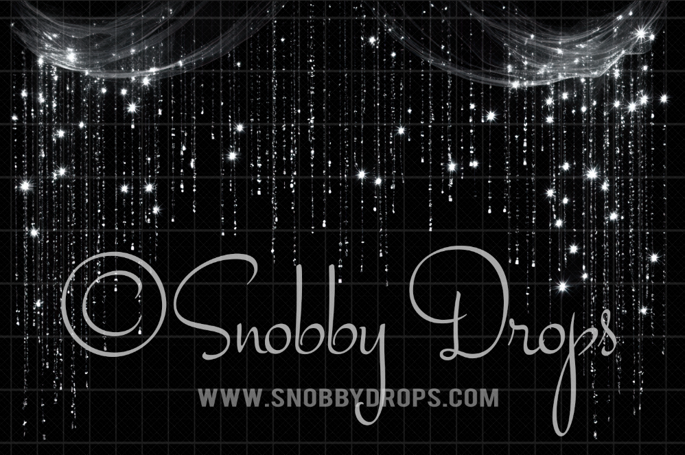 Diamond Curtains on Black Fabric Backdrop by Snobby Drops