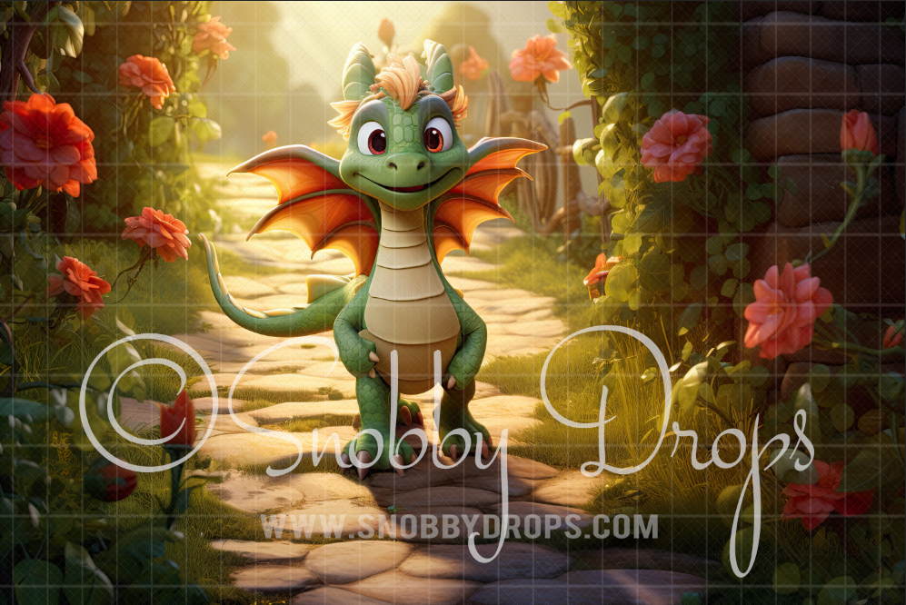 Do-da-doo the Baby Dragon Fabric Backdrop by Snobby Drops
