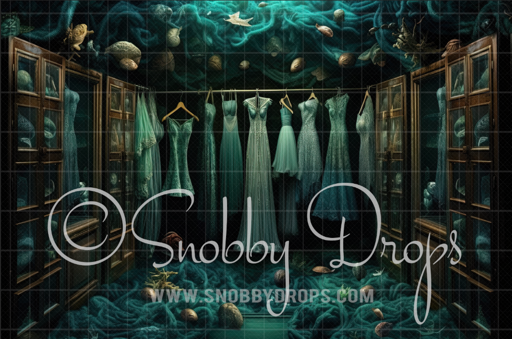 Snobby Drops Fine Art Mermaid Closet Underwater Fabric Backdrop Made