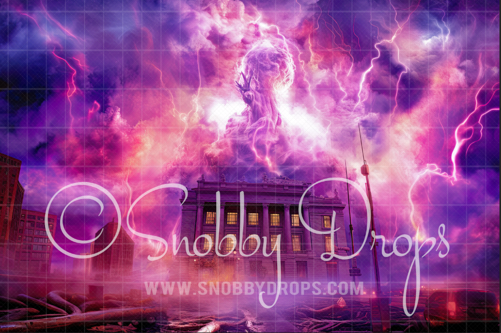 Ghost Hunters Possessed Building Fabric Backdrop by Snobby Drops