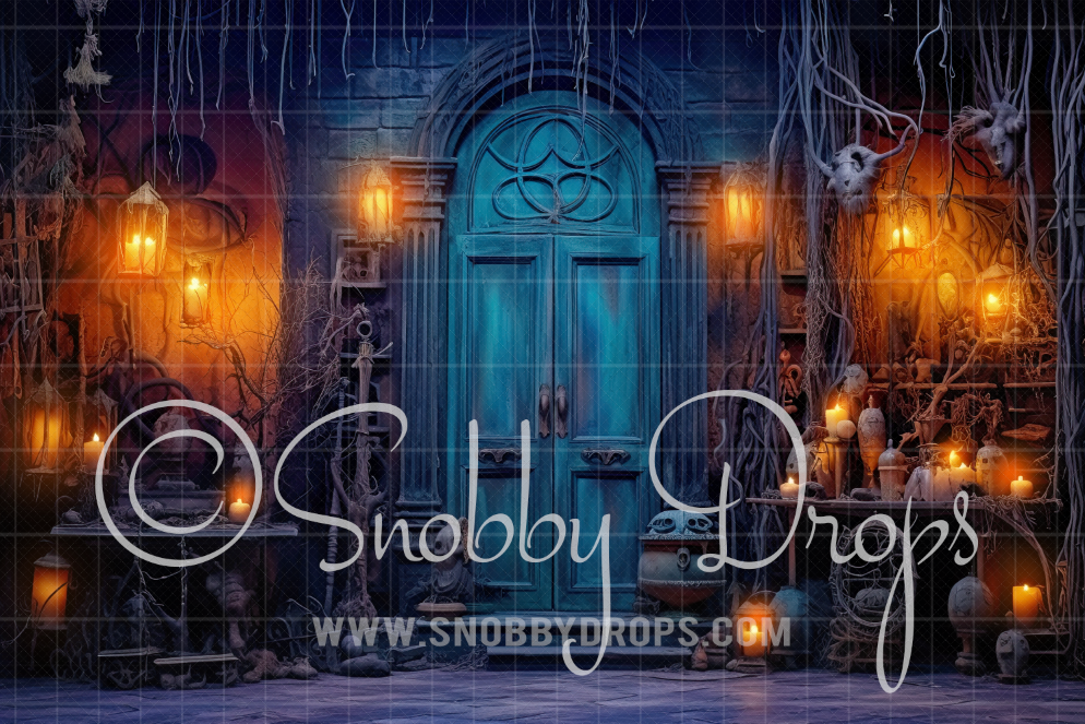 HELLO-Ween! Haunted House Door Halloween Fabric Backdrop by Snobby ...