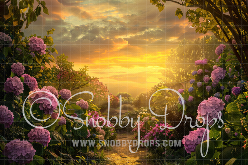 Hydrangea Path Fabric Backdrop by Snobby Drops
