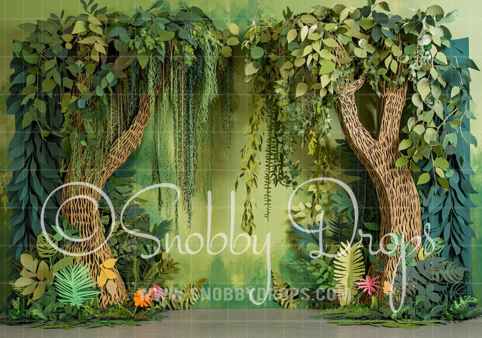 Jungle Trees Fabric Backdrop by Snobby Drops USA