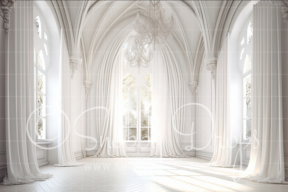 Snobby Drops Luxury White Room Fabric Backdrop Made in the USA