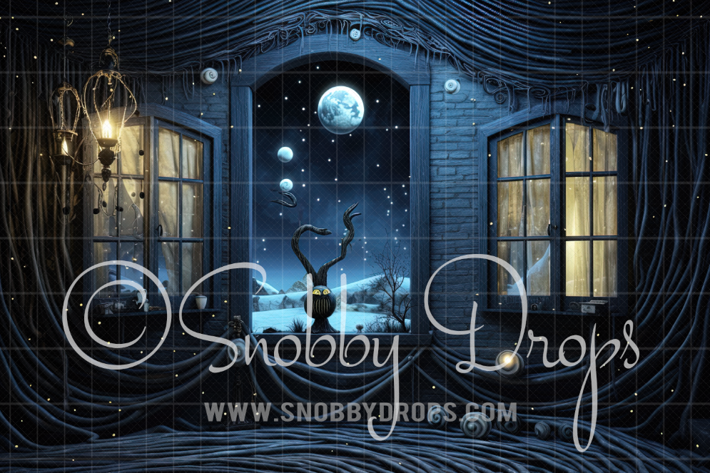 Snobby Drops Night Friend Dark Christmas Window Halloween Fabric