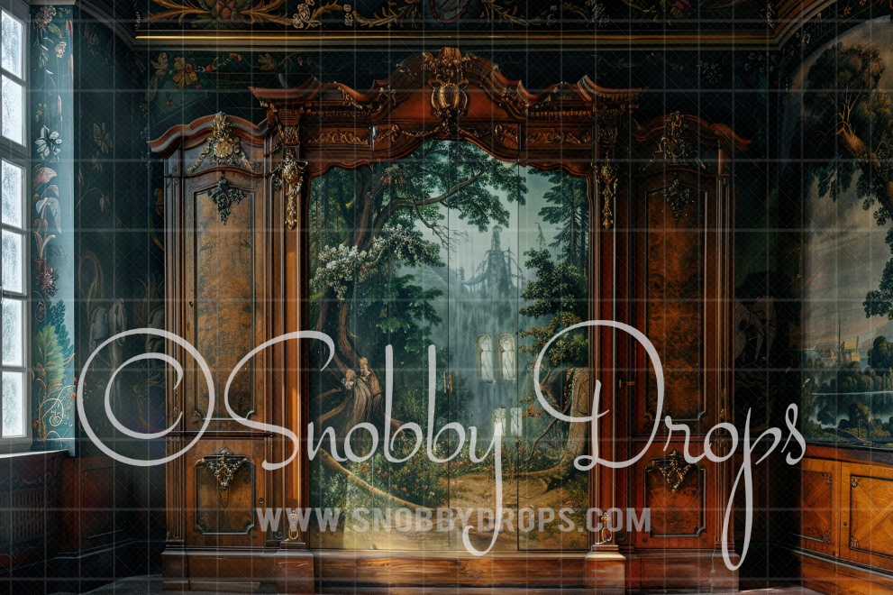 Old Victorian Wardrobe Fabric Backdrop AP251 exclusive at Snobby Drops