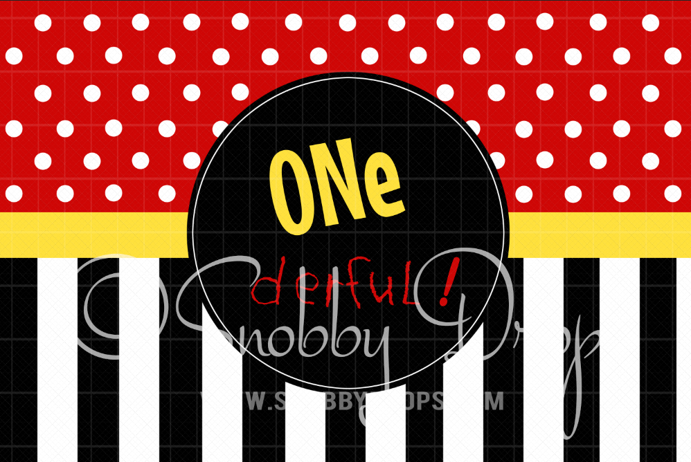 Snobby Drops One-derful Mouse Cake Smash Fabric Backdrop Made in the