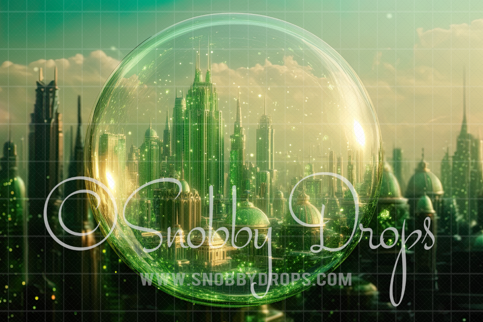 Oz Bubble Emerald City Fabric Backdrop by Snobby Drops USA