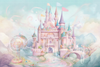 Snobby Drops Pastel Painterly Princess Castle Fabric Backdrop Made in