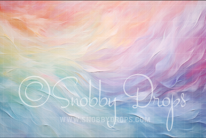 Pastel Rainbow Oil Painting Texture Fabric Backdrop by Snobby Drops