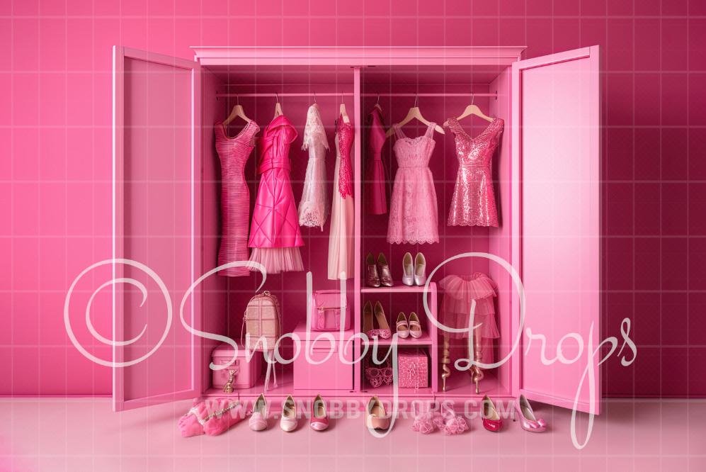 Snobby Drops Pink Doll Closet Fabric Backdrop 7 Made in the USA