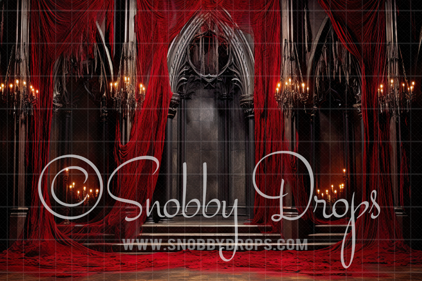 Red and Black Gothic Palace Fabric Backdrop by Snobby Drops