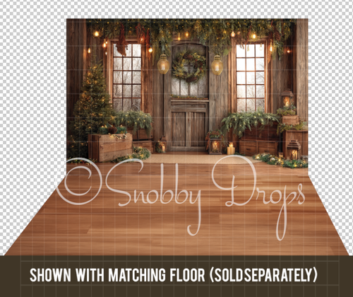 Rustic Pine Christmas Fabric Photography Backdrop by Snobby Drops USA