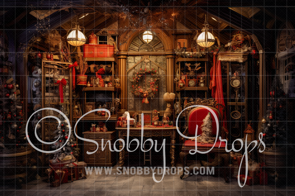 Santa's Attic Fabric Backdrop by Snobby Drops