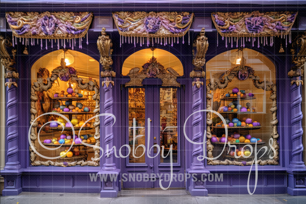 Snobby Drops Sugar Plum Candy Shop Storefront Fabric Backdrop Made in