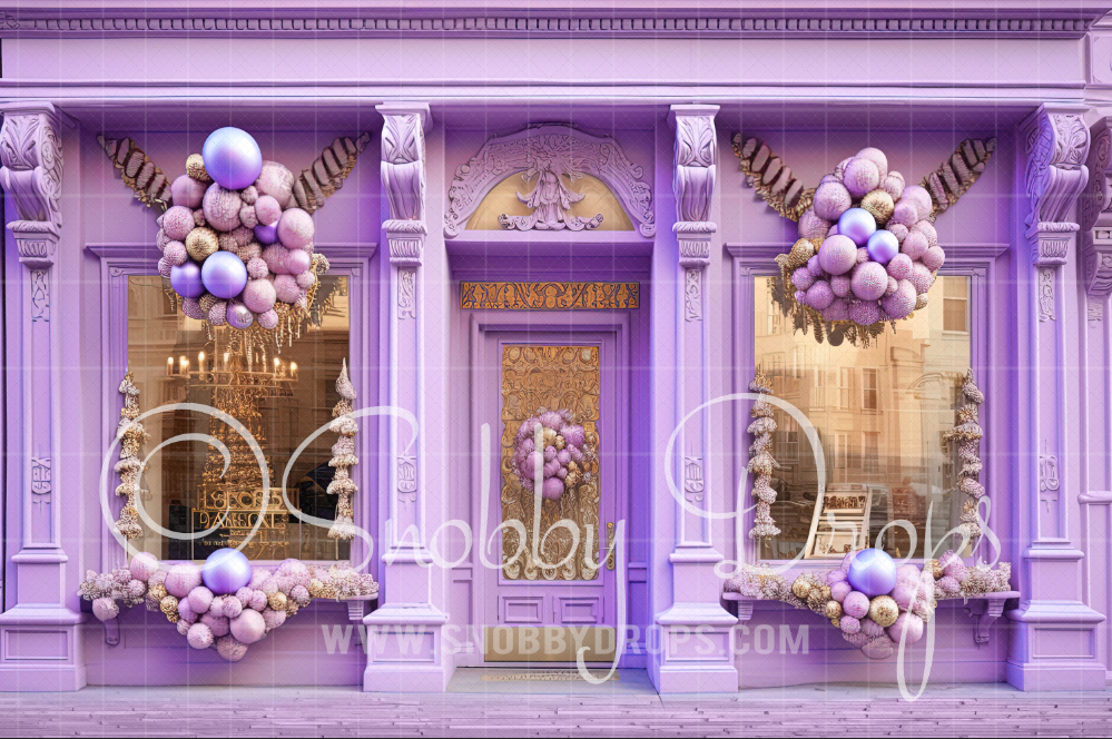 Snobby Drops Sugar Plum Shop Storefront Fabric Backdrop Made in the