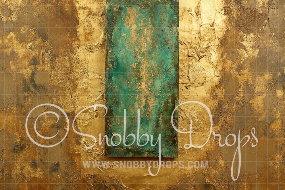 Teal Green and Gold Skinny-Drop-on-Drop Fine Art Fabric Backdrop ...
