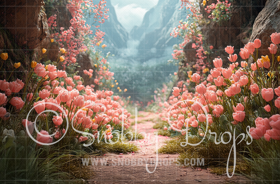 Tulip Path Spring Fabric Backdrop FB127 by Snobby Drops USA