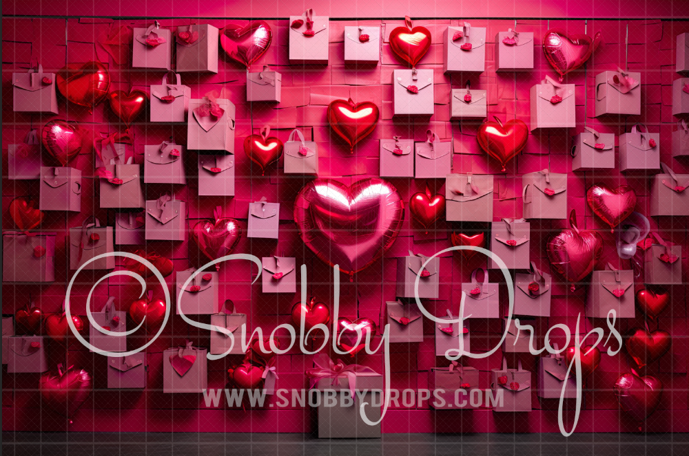 Valentine Gift and Balloon Wall Fabric Backdrop by Snobby Drops