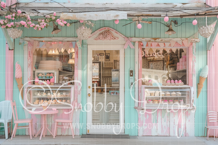 Vintage Ice Cream Parlor Fabric Backdrop exclusive at Snobby Drops