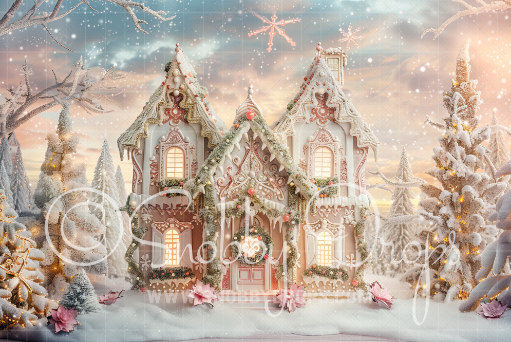 Whimsical Gingerbread Icing House Fabric Backdrop exclusive at Snobby ...