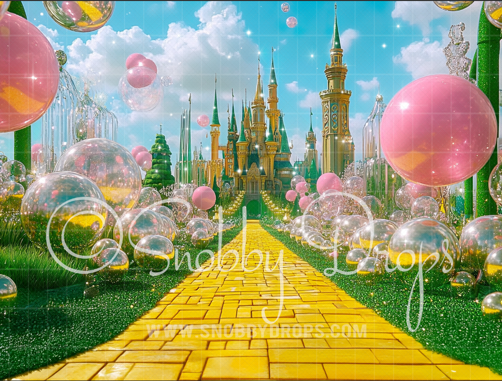 Whimsical Wicked Yellow Brick Road to Emerald City Fabric Backdrop by ...