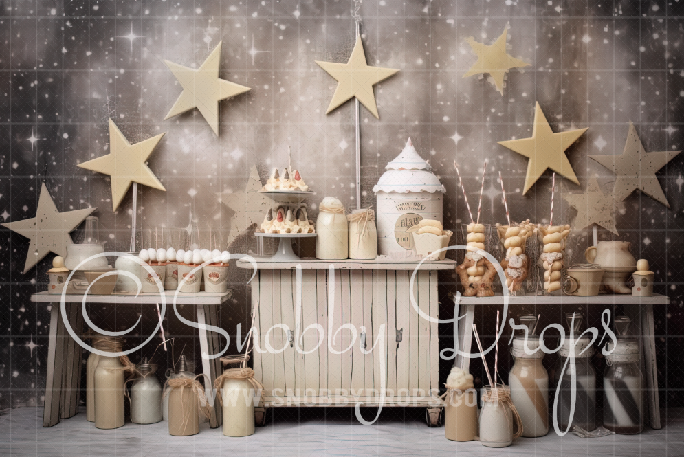 White Chocolate Cocoa Stand Fabric Backdrop by Snobby Drops