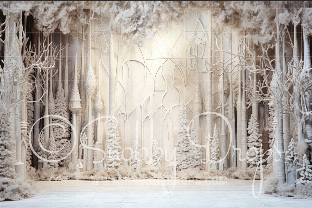 Snobby Drops White Winter Studio Fabric Backdrop Made in the USA