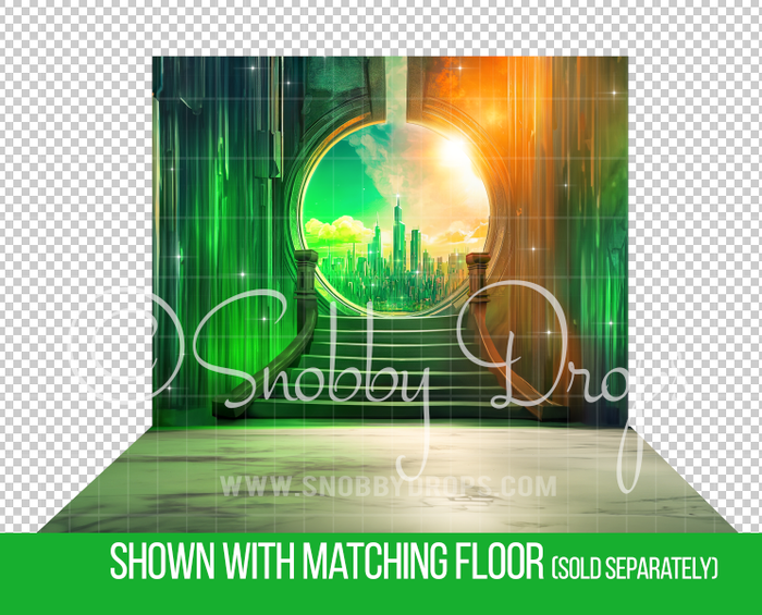 Wicked Circle Window Emerald City Fabric Backdrop by Snobby Drops USA