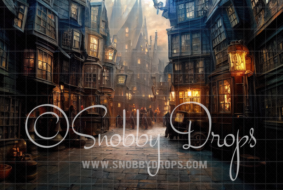 Snobby Drops Wizard Alley Painterly Fabric Backdrop Made in the USA